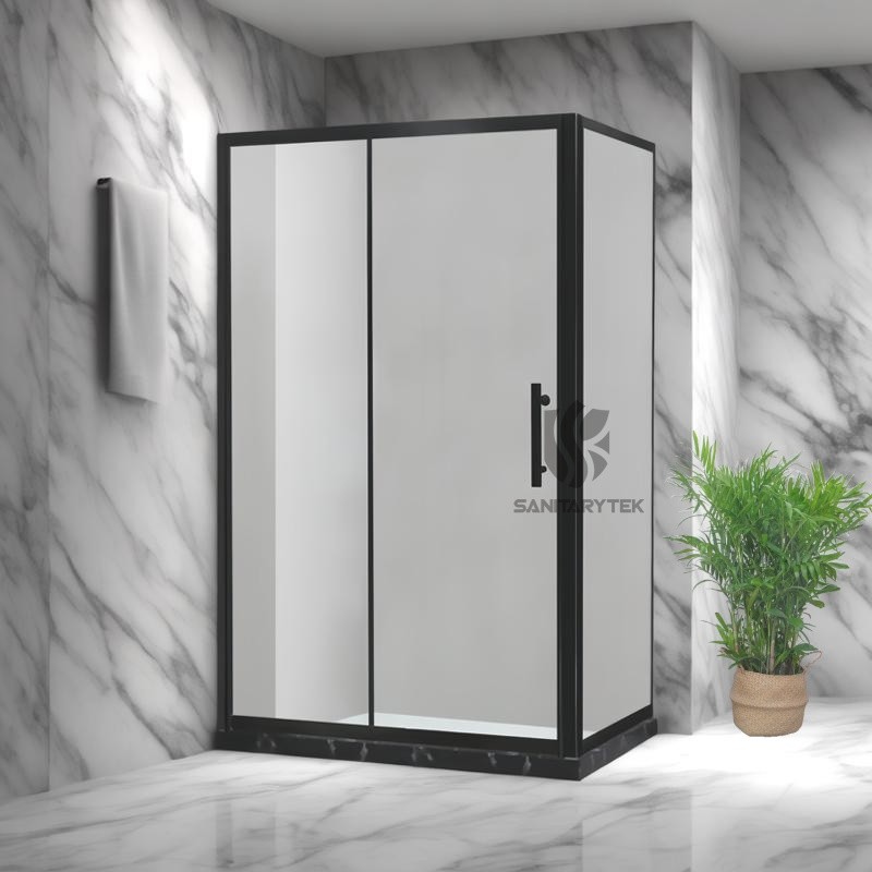 Black Sliding Door Rectangular Shower Enclosure