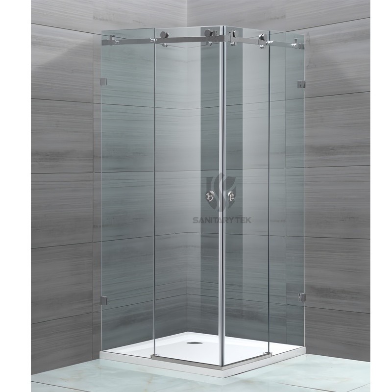 Frameless square shower enclosure